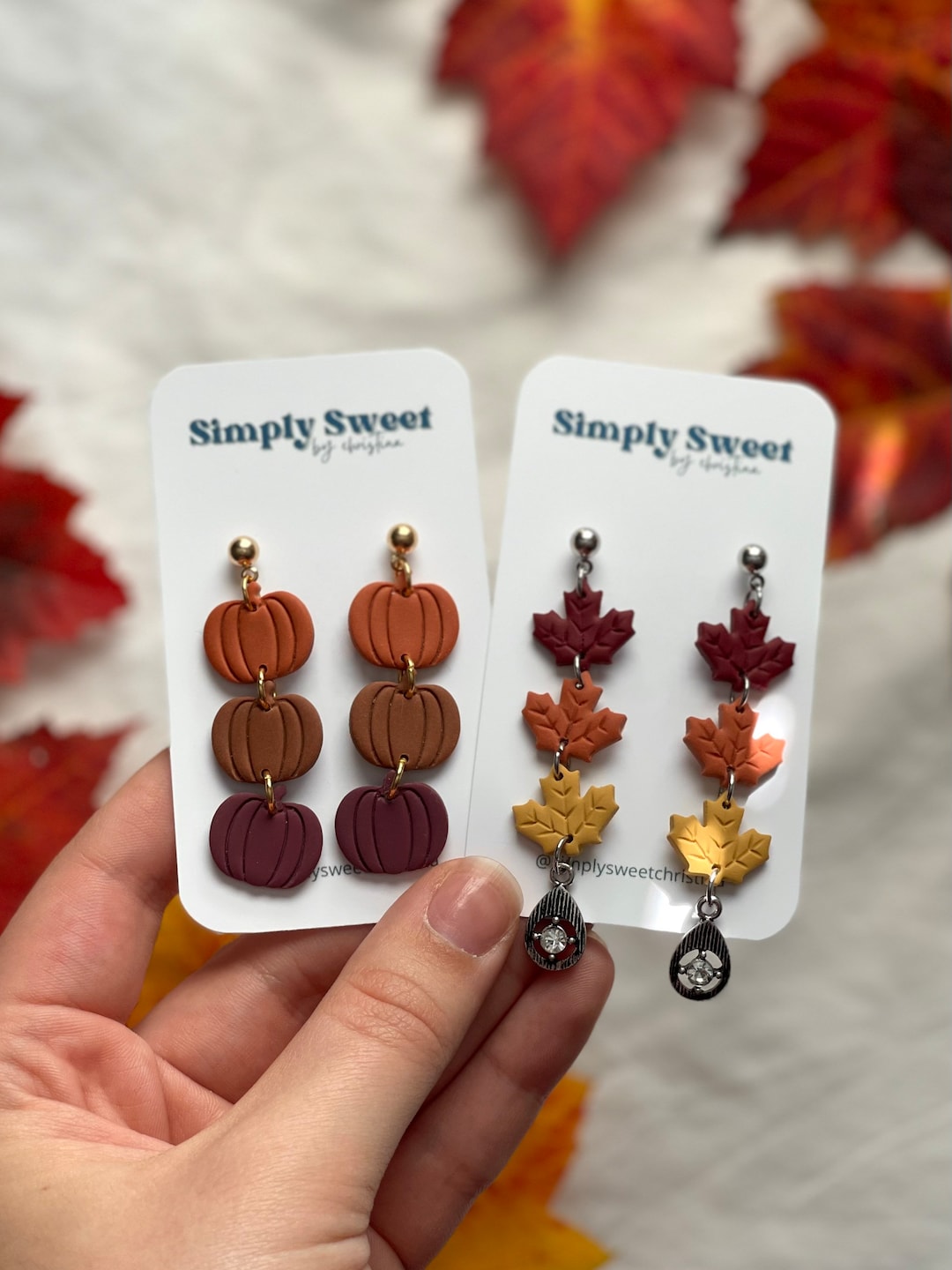 Autumn Leaf Earrings | Fall Pumpkin Dangle Earring | Clay Statement ...