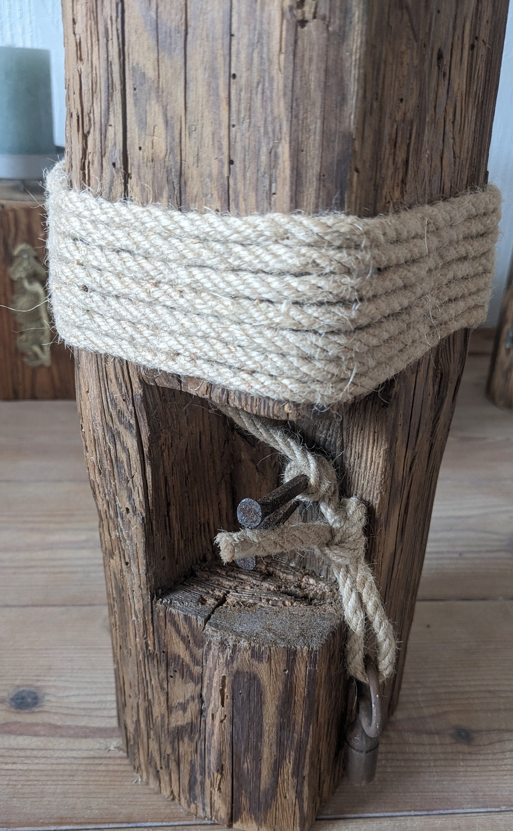 Candlestick Old Wood Beam Vintage Shabby Upcycling Steampunk - Etsy