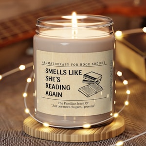 Reading Candle Book Lover Gift Smells Like She's Reading Again Bookish ...