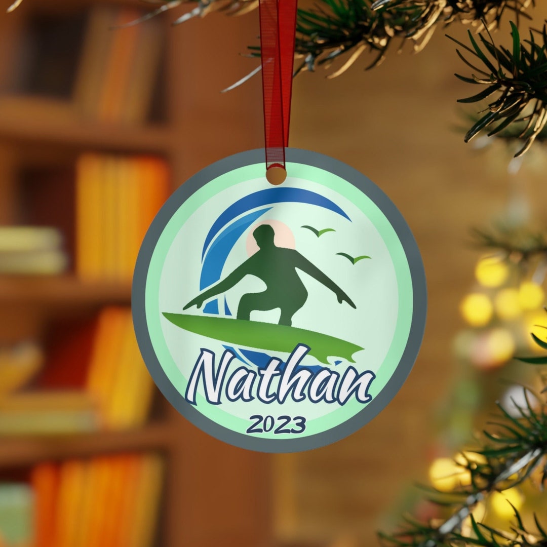 Personalized Surfer Ornament, Surfing Ornament, Surfing Christmas Gift ...