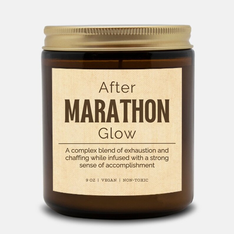 Marathon Runner Gift Running Candle Amber Glass Candle Running Gifts ...