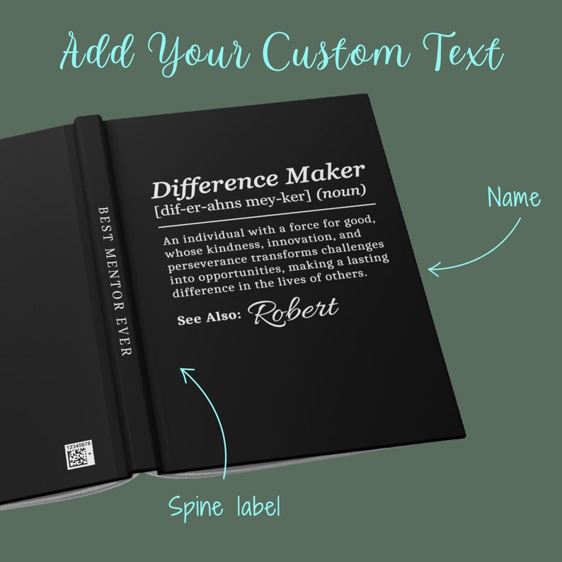 Personalized Journal for Difference Maker Mentor Appreciation Gift for ...