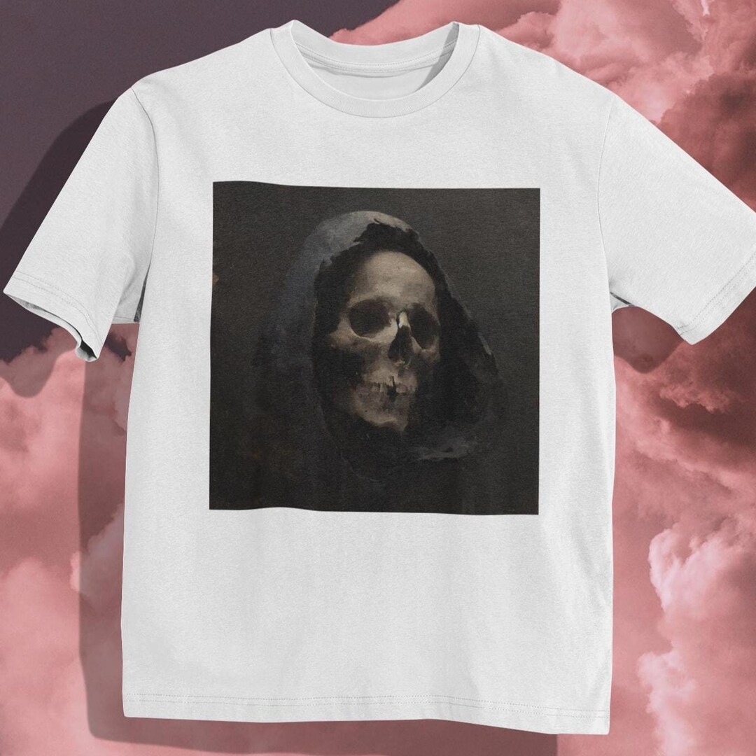 Dark Gothic Skull Hooded Reaper Graphic T-shirt | Eerie Grim Reaper ...