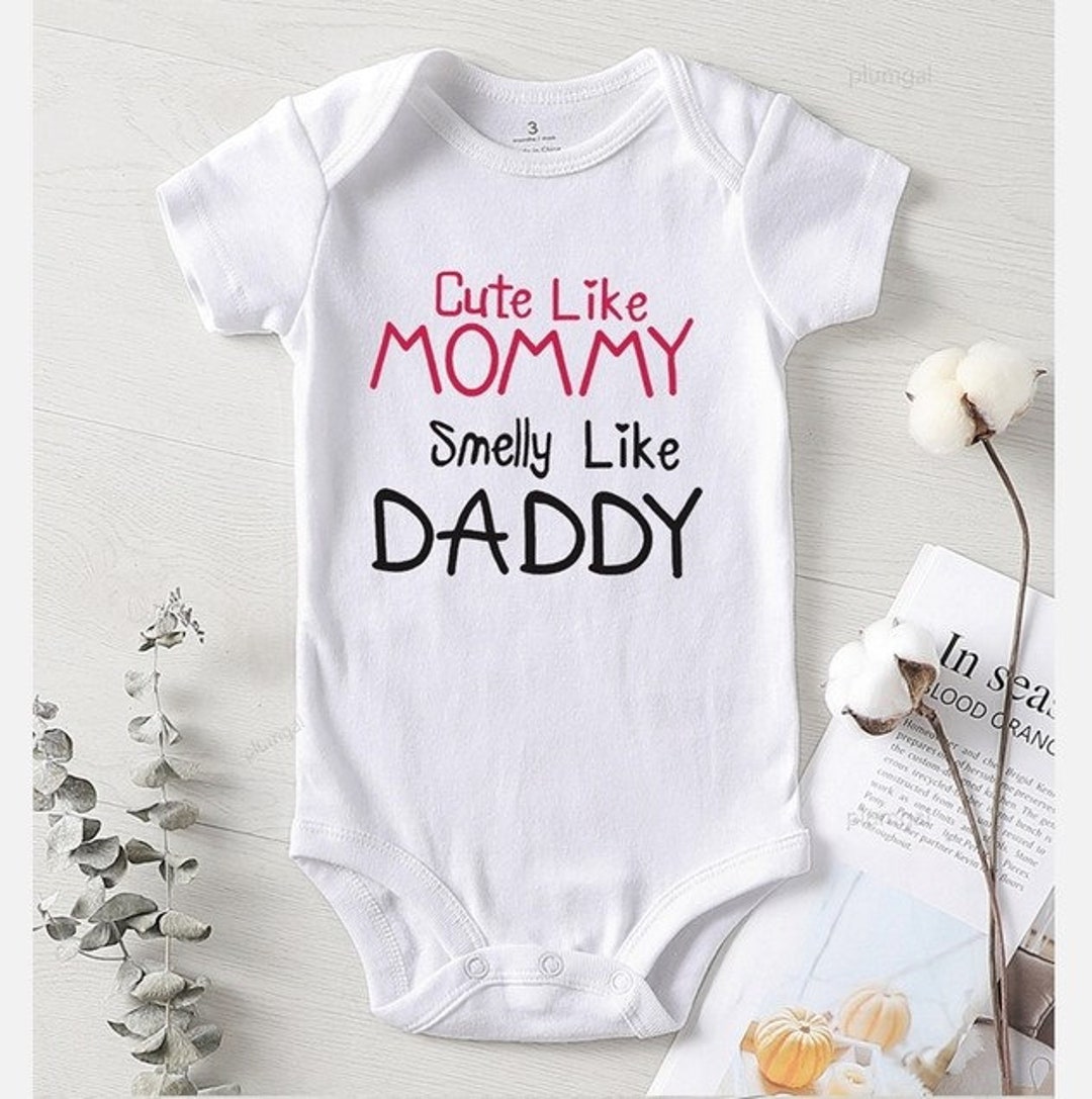 Cute Like Mommy Smelly Like Daddy Baby Vest - Personalized Funny Baby ...