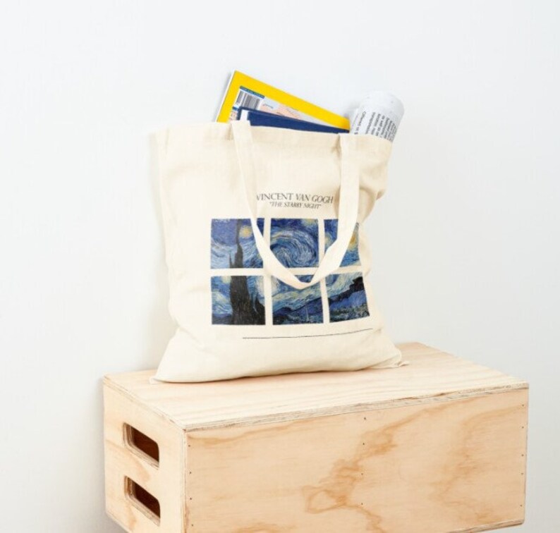 Vincent Van Gogh Starry Night Cotton Canvas Tote Bag - Etsy