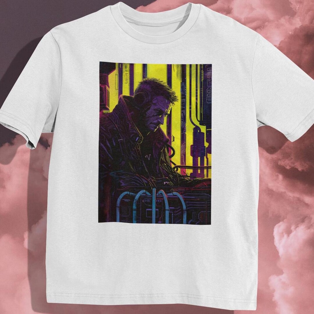 Cyberpunk Dystopia T-shirt - Futuristic Neon City Design With Dark Tech ...