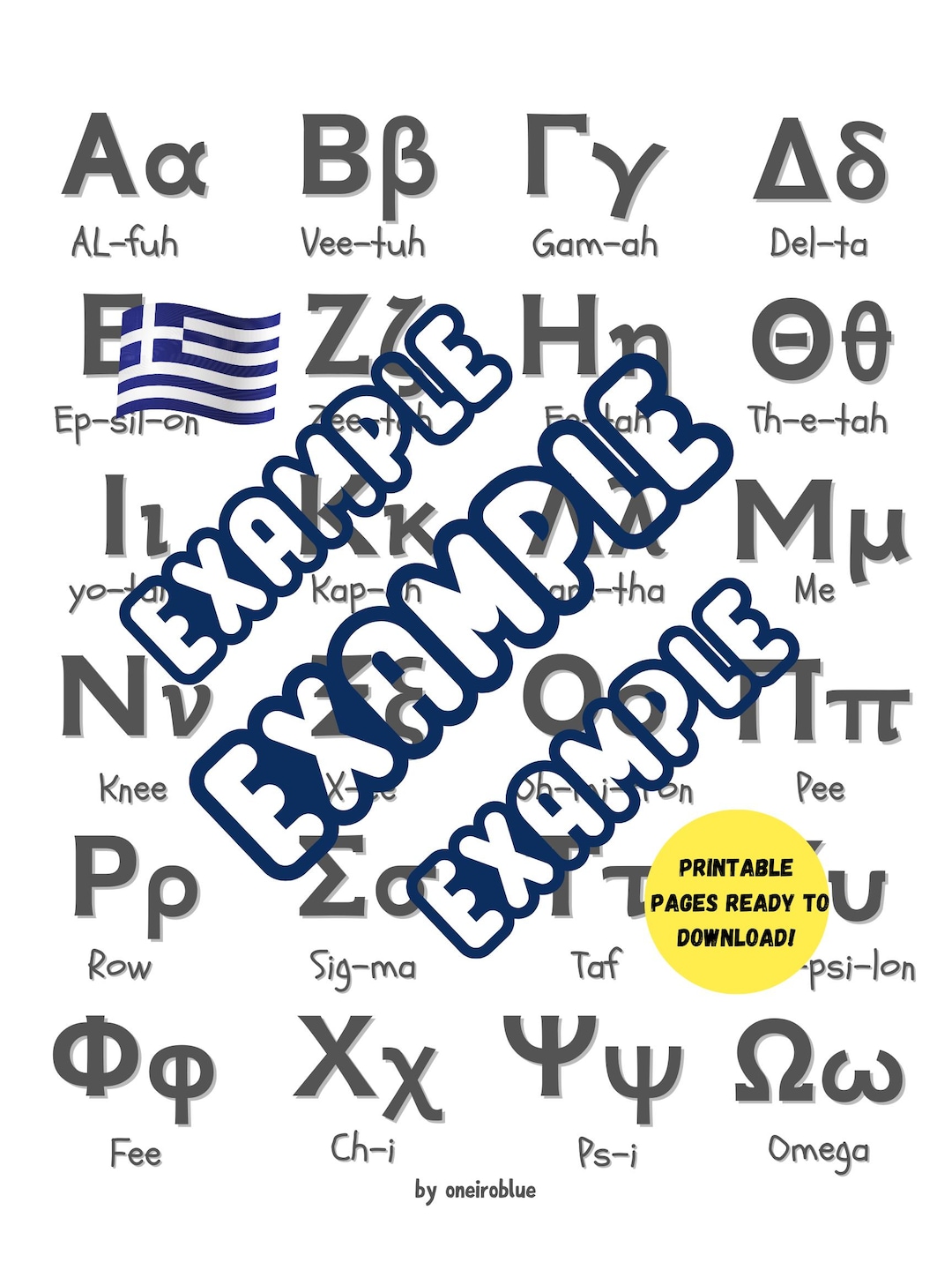 PRINTABLE Greek Alphabet Neutral (18x24), Greek Room Poster, Classroom ...