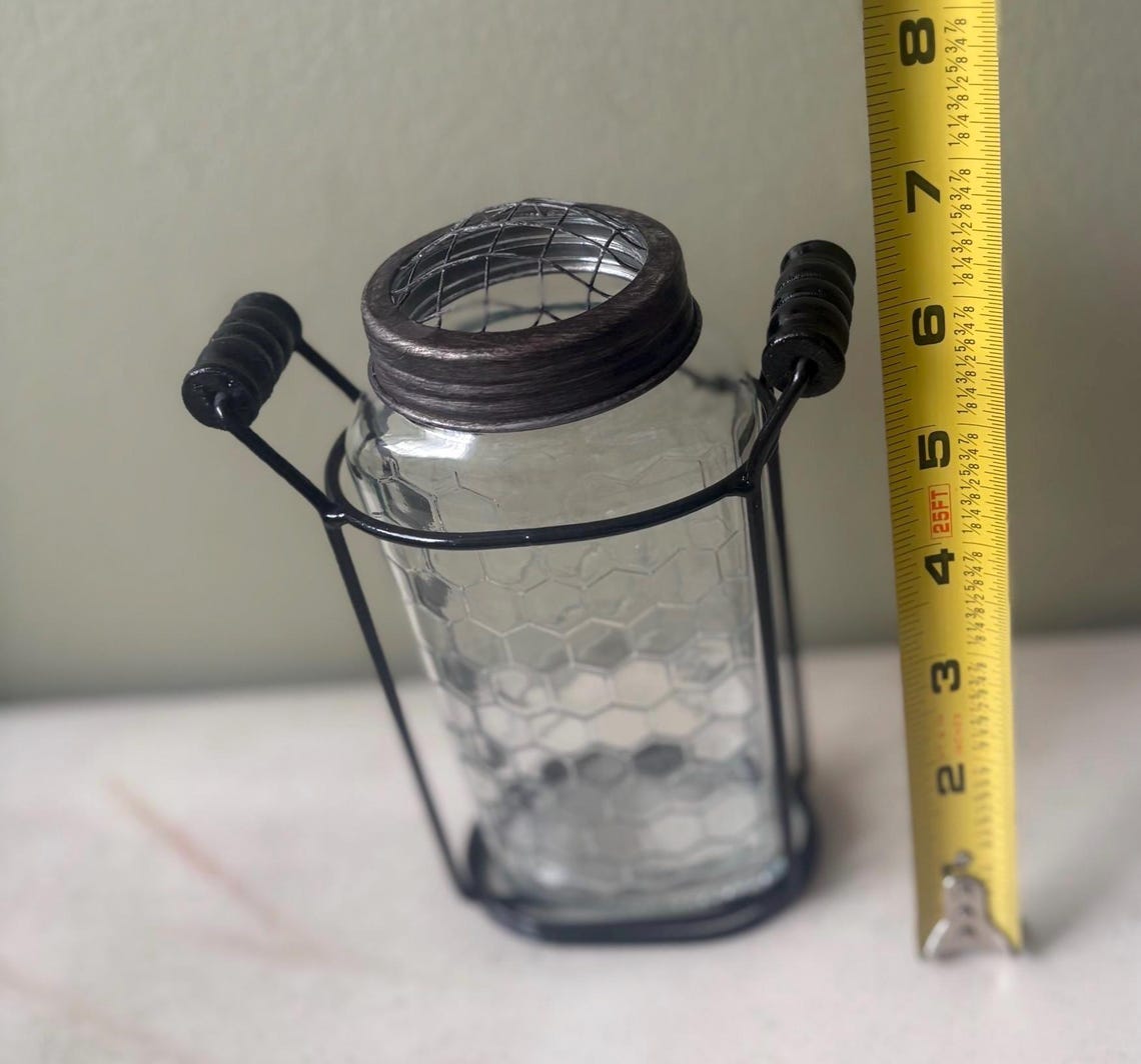 Vintage Flower Frog Jar With Wire Holder Honeycomb Rustic Farmhouse ...