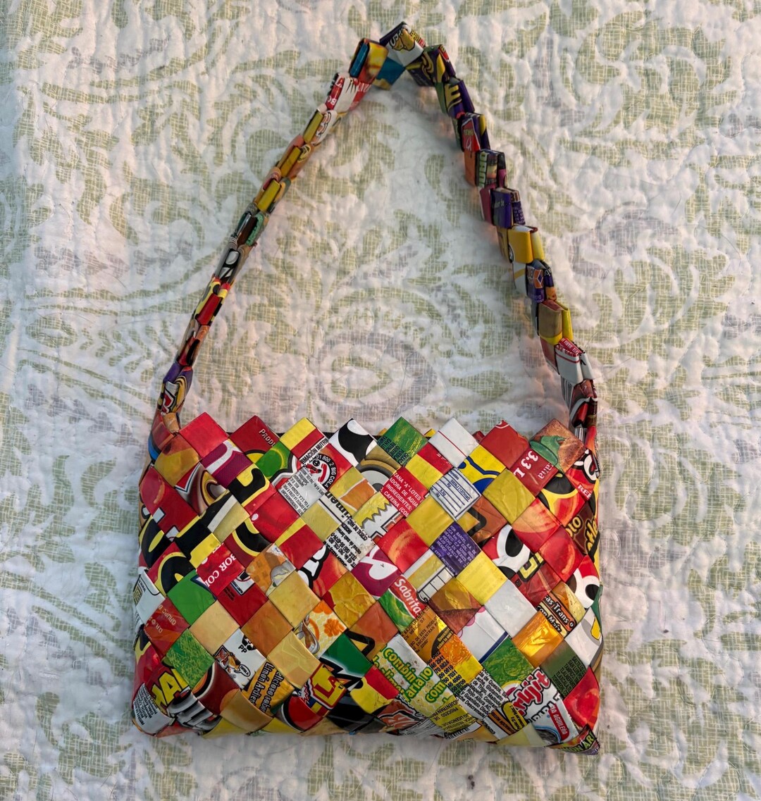 Upcycled Candy Wrapper Purse – Eco-friendly Woven Shoulder Bag ...