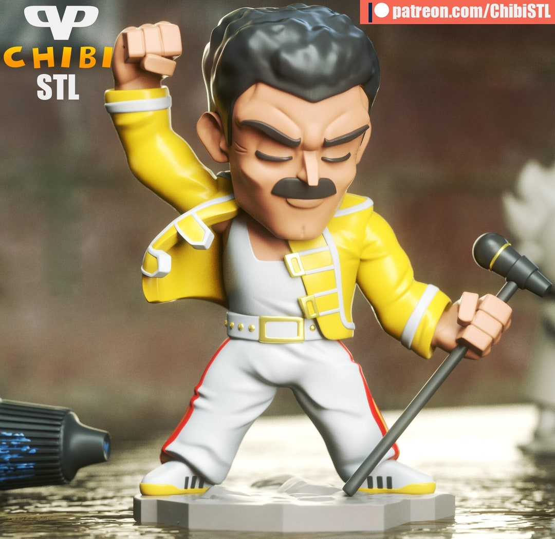 Freddie Mercury Chibi | Music Fan Art | 3d Printed Figure | Unpainted ...