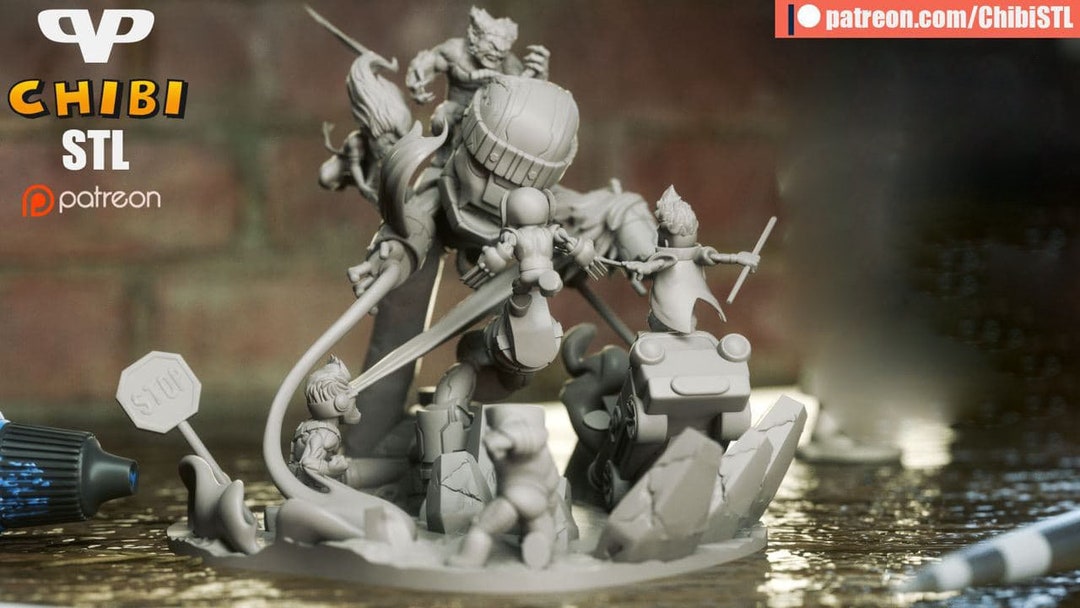 X-men Vs Sentinel Chibi Diorama Marvel Fan Art X-men Fan Art 3d Printed ...