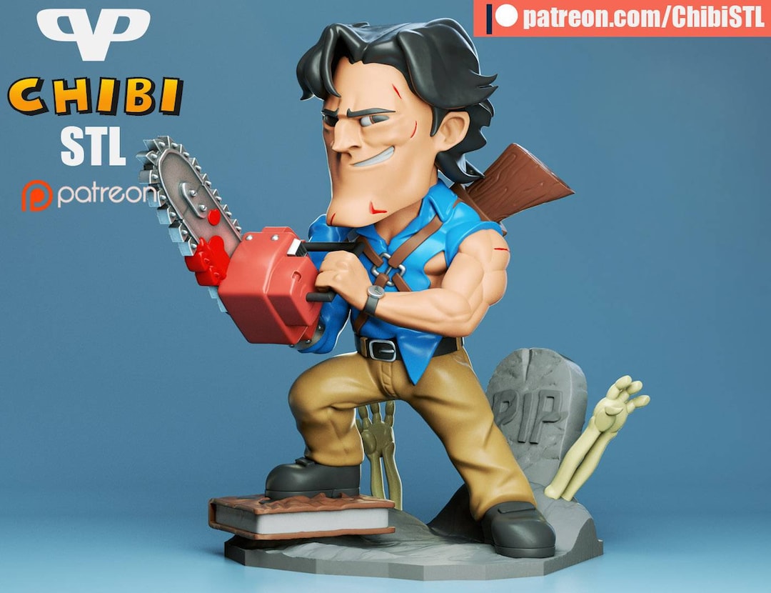 Ash Williams Chibi Evil Dead Fan Art 3d Printed Figure Unpainted ...