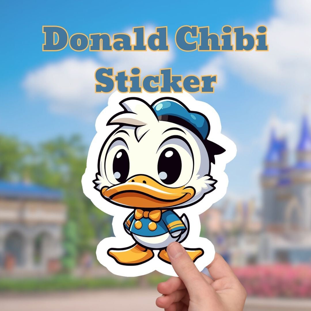 Disney Cartoon Donald Chibi Sticker Cute Character Decal Laptop Sticker ...