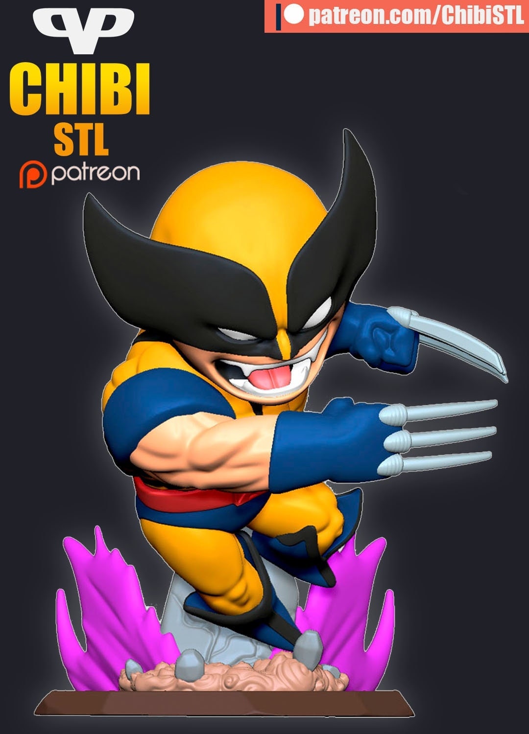 Wolverine Chibi | X-men Fan Art | 3d Printed Figure | Unpainted ...