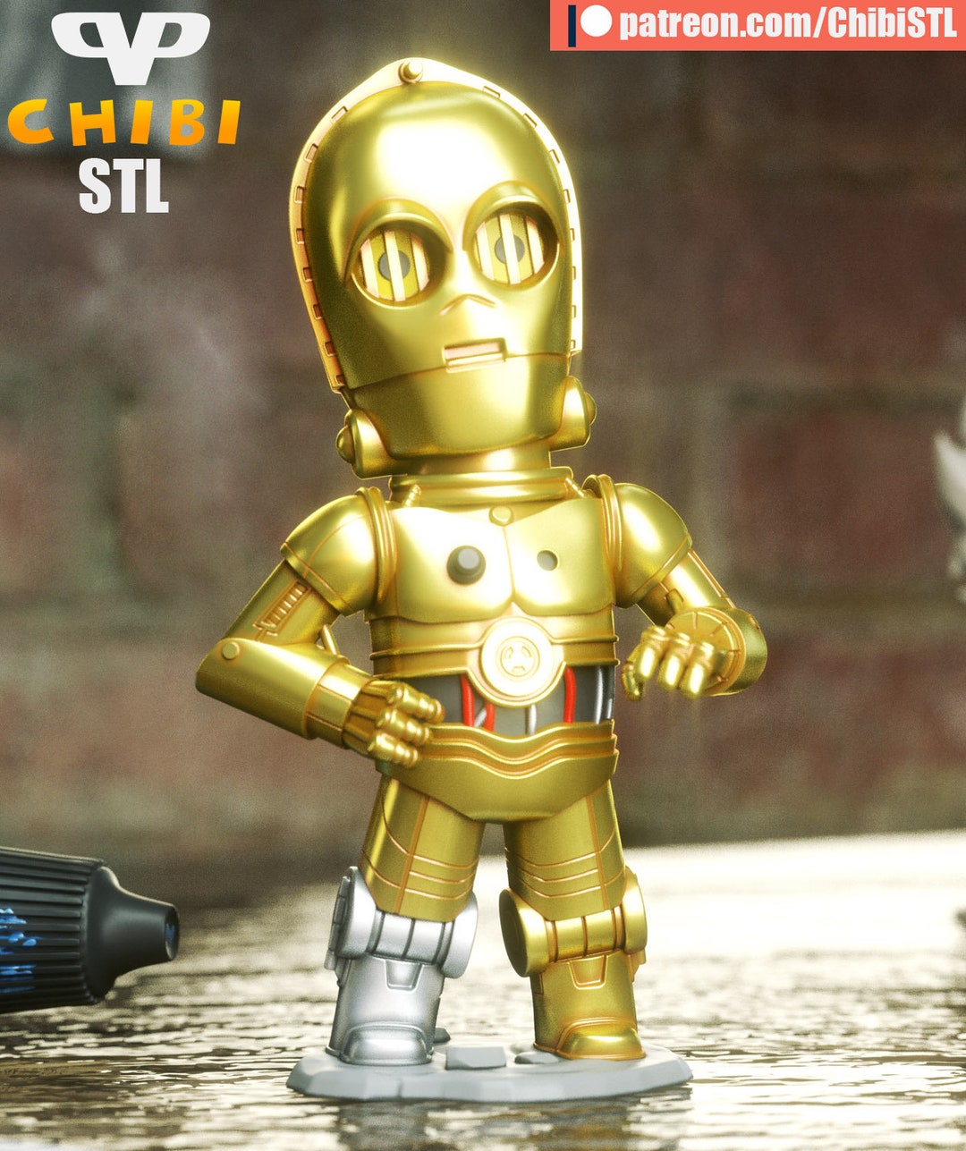 C-3PO Chibi Star Wars Fan Art 3d Printed Figure Unpainted Unassembled ...