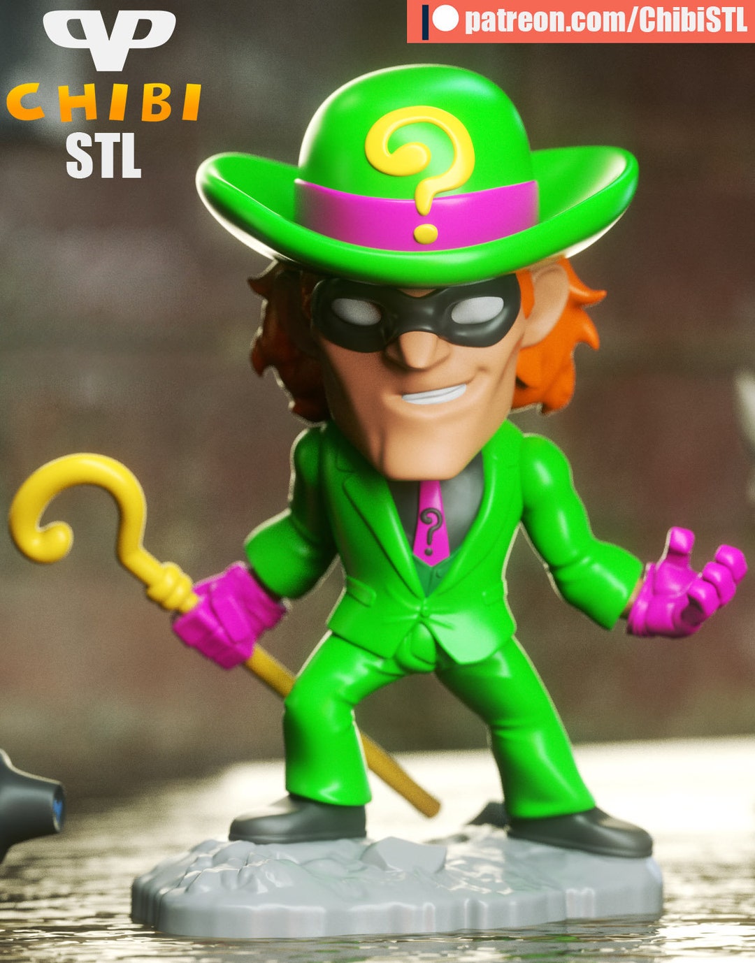 The Riddler Chibi Fan Art DC Comics DC Villain 3d Printed Figure ...