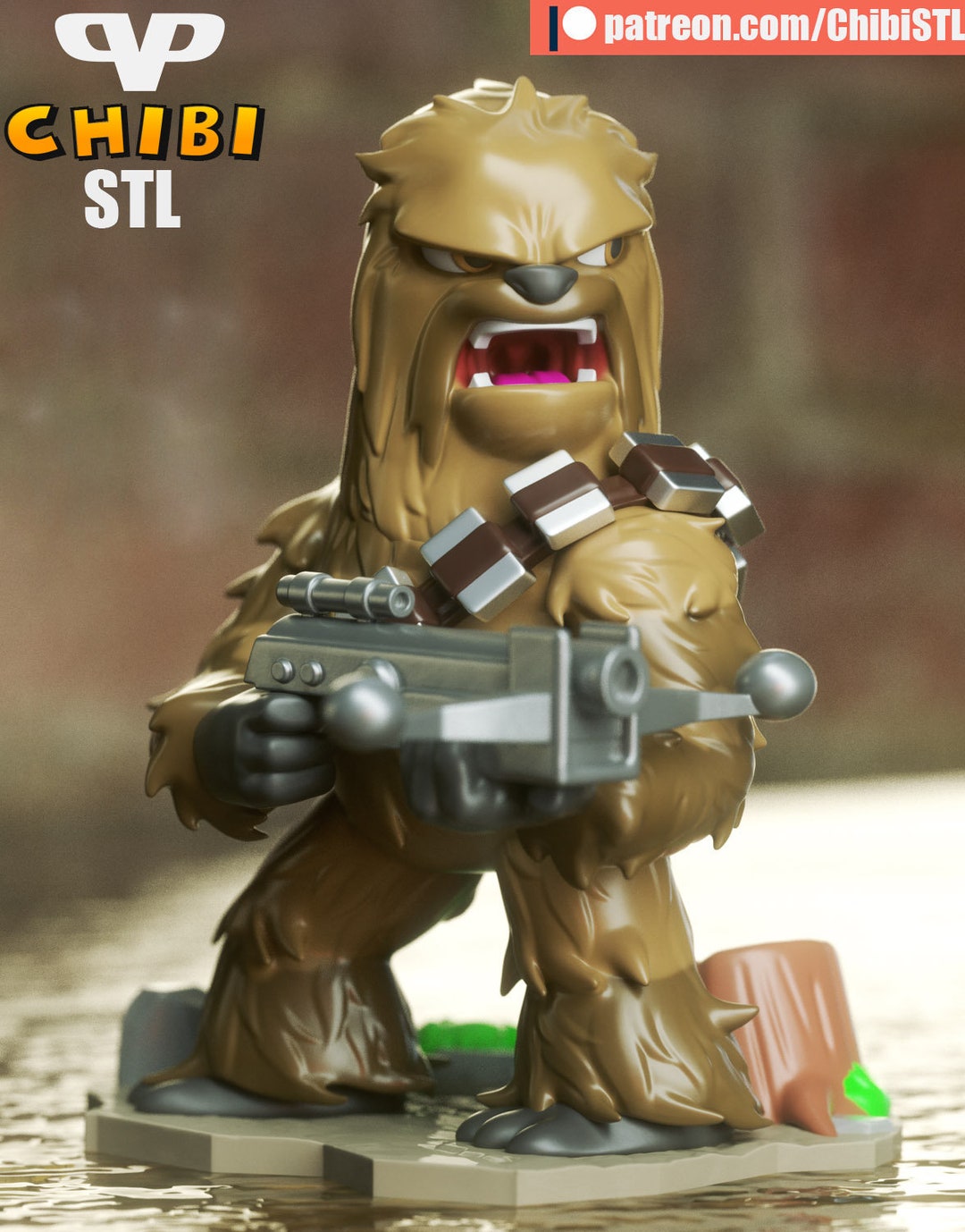 Chewbacca Chibi Star Wars Fan Art 3d Printed Figure Unpainted ...