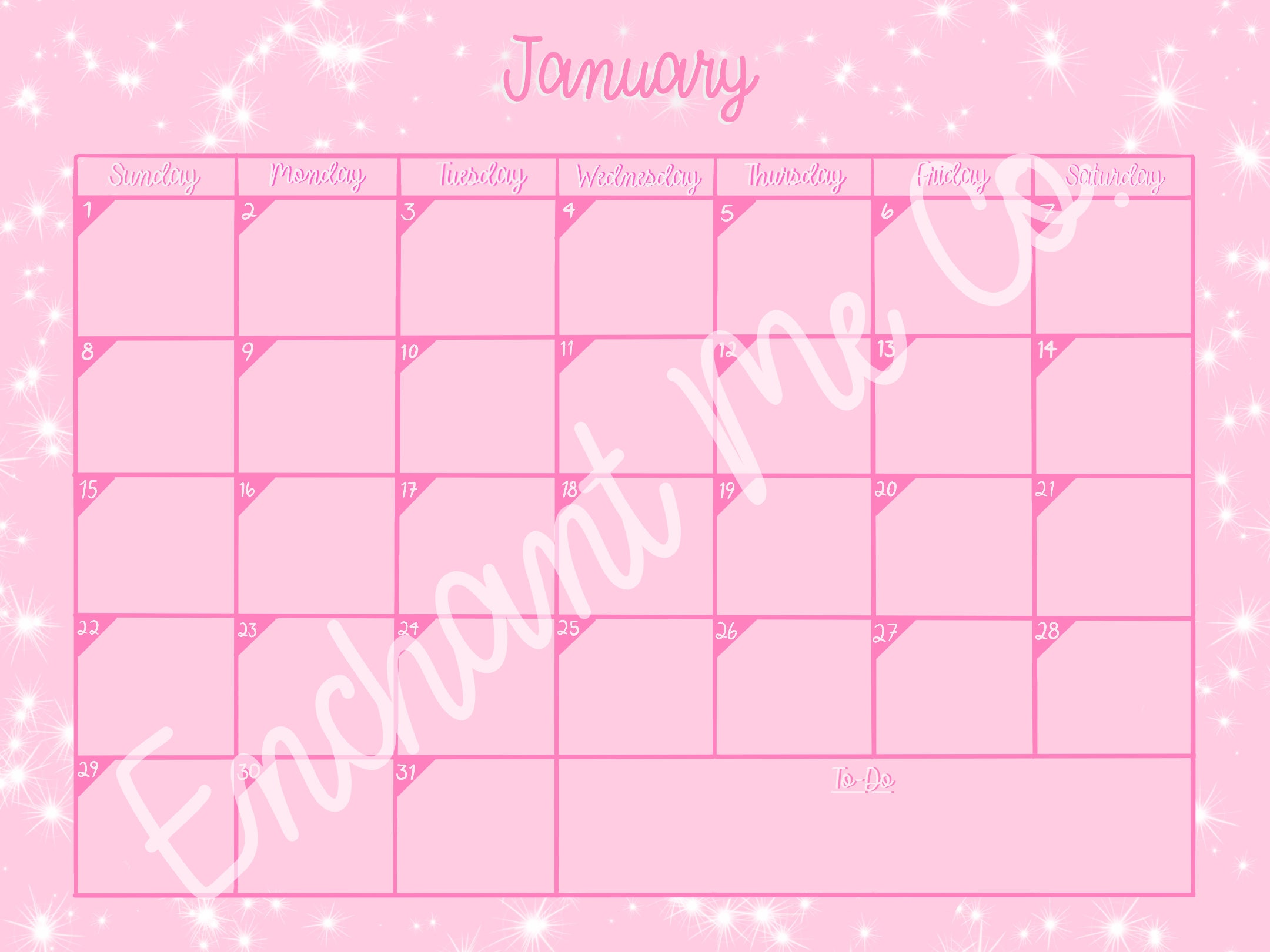 January 2023 Digital Calendar (pink) - Etsy