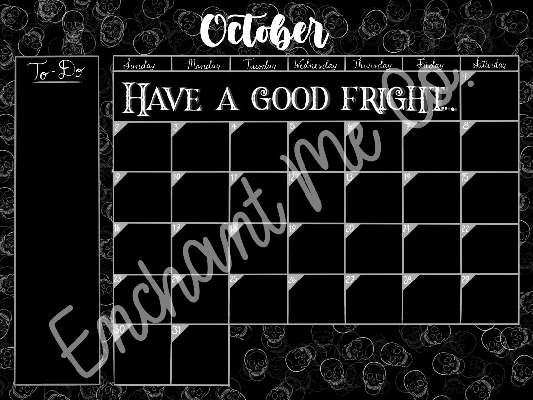 Spooky October 2022 Digital Calendar - Etsy
