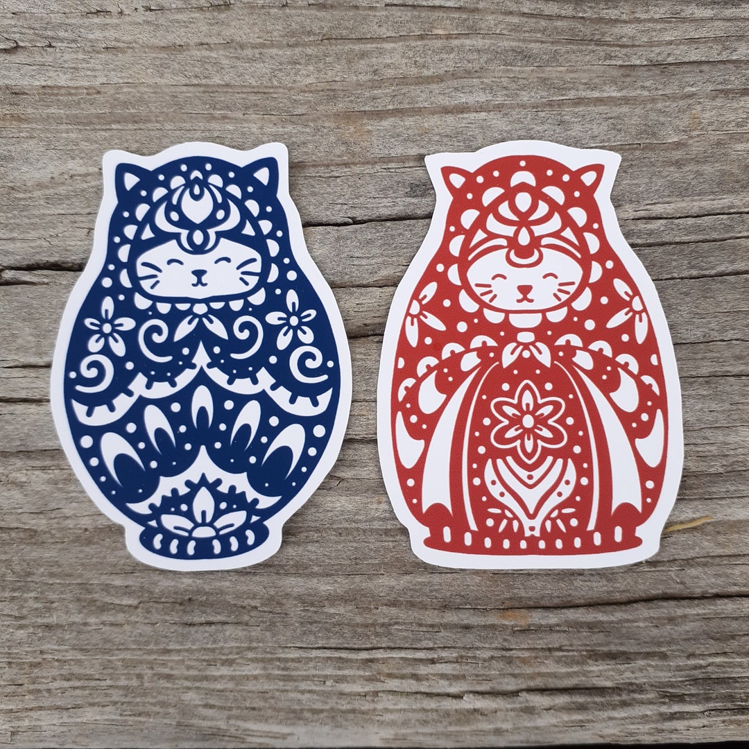 Matryoshka Cat Sticker choose Color Laptop Planner Waterbottle Slavic ...