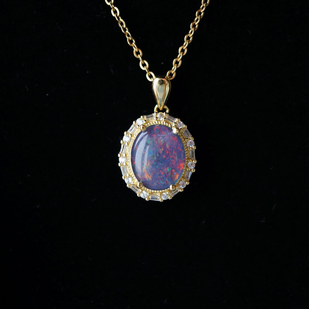 Big Australian Triplet Opal Necklace, Opal Jewelry, Statement Necklace ...