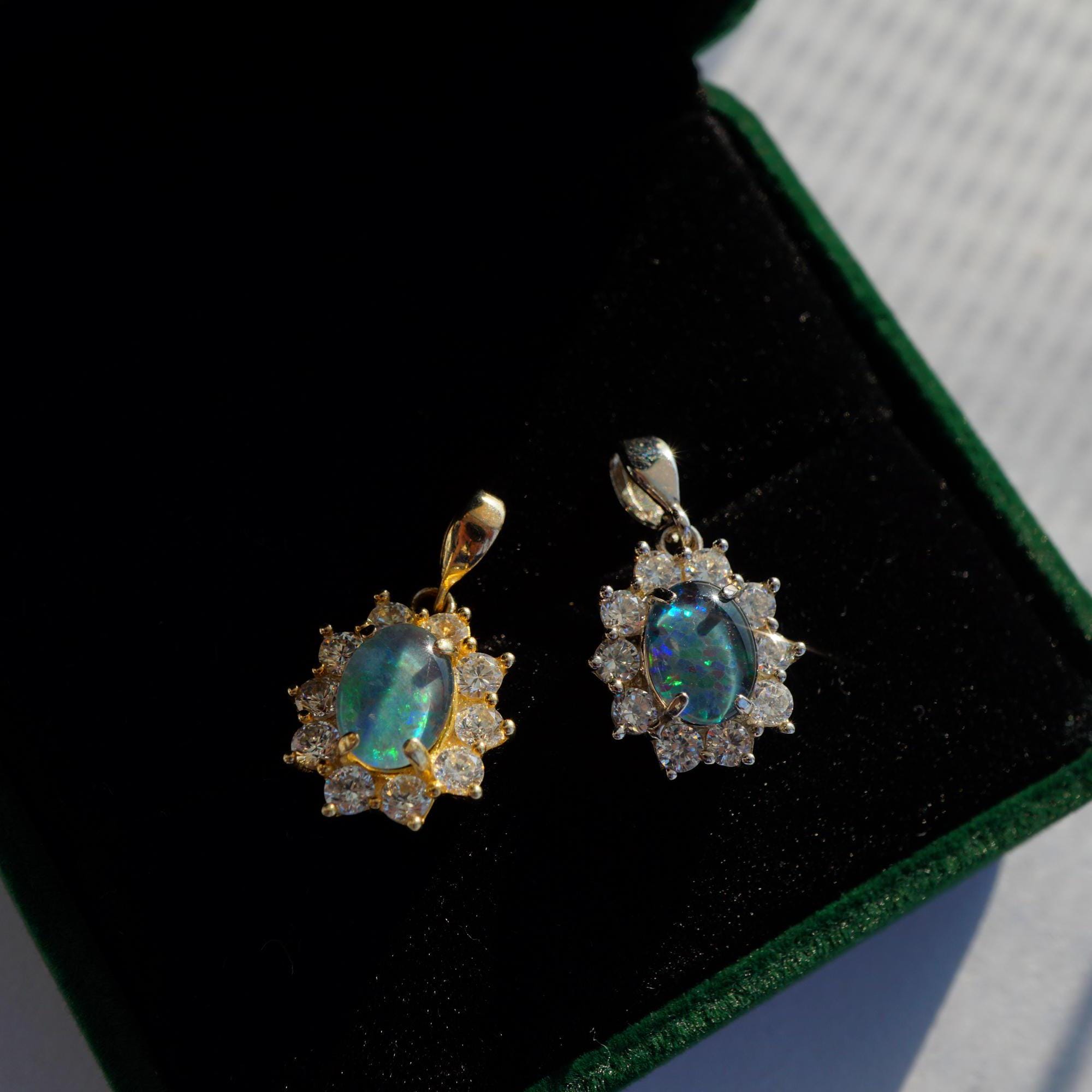 Classic Victorian Halo Australian Triplet Opal Pendant Necklace ...