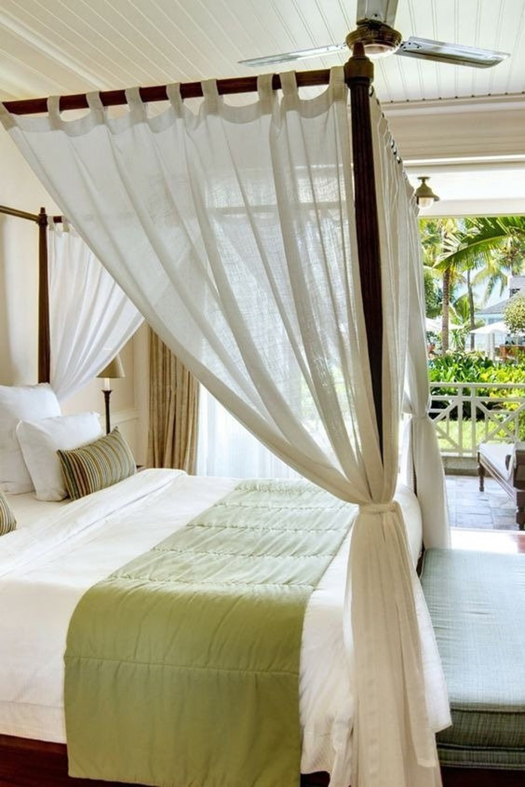Gauze Linen Bed Canopy, Curtains Bed Decor, Mosquito Net, Off White ...