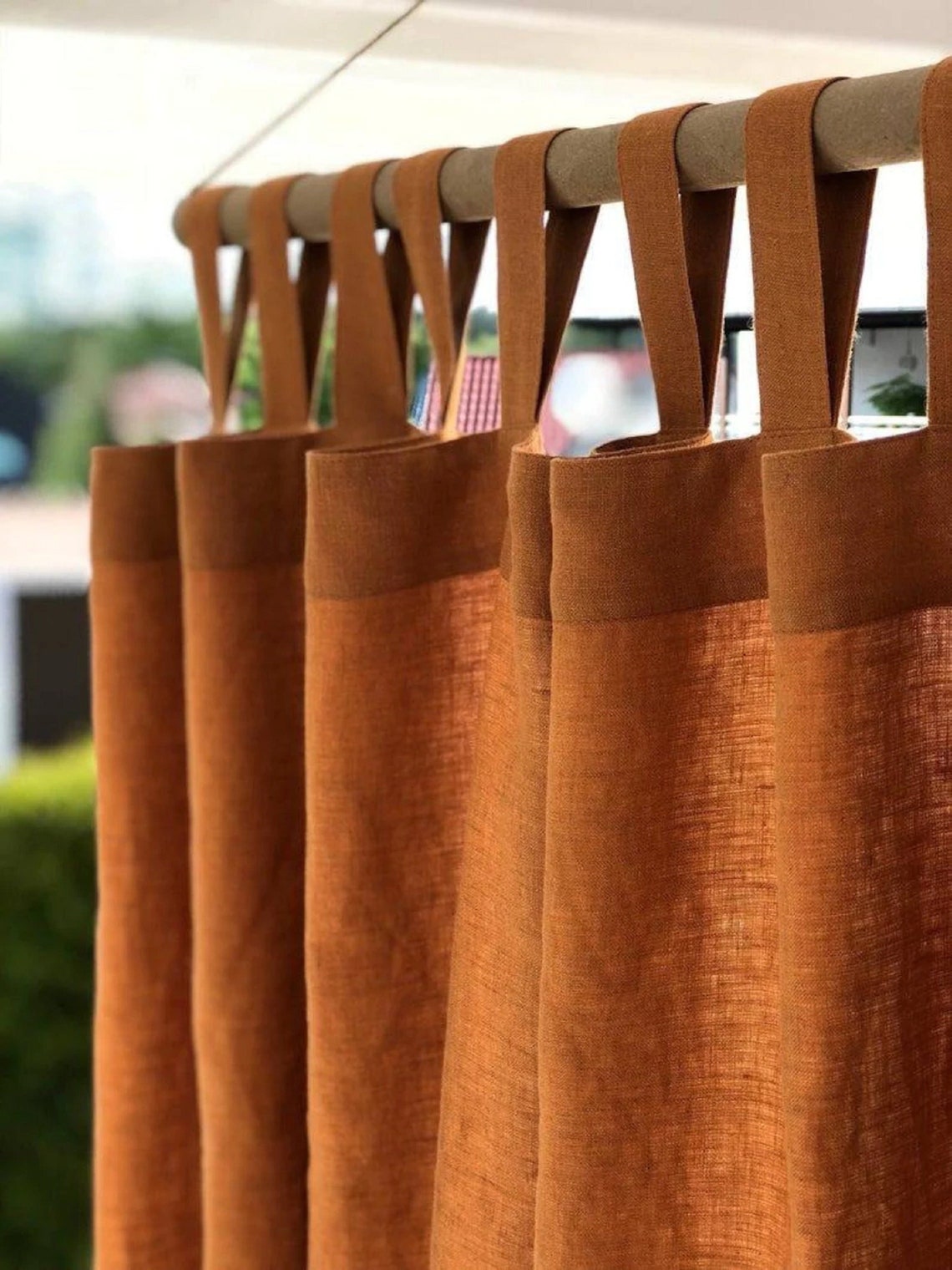 Bohemian Curtain 2 Panel Rust Orange Cotton Curtain for - Etsy
