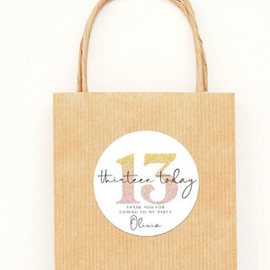 12 X Personalised 13th Birthday Party Stickers, Favour Bags, Favour ...