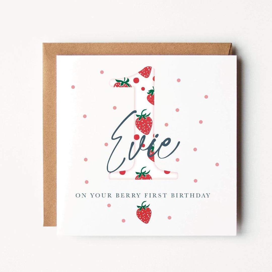 Personalised Berry First Birthday Card: Daughter, Niece, Granddaughter ...