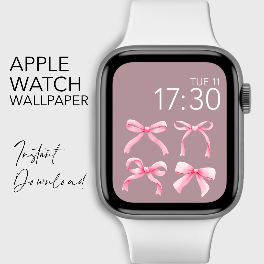 Apple Watch Face Wallpaper, Coquette Pink Bows Design Watch Screensaver ...