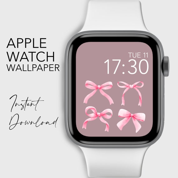 Apple Watch Face Wallpaper Coquette Pink Bows Design Watch Screensaver Custom Smartwatch Background Aesthetic Watch Background Etsy