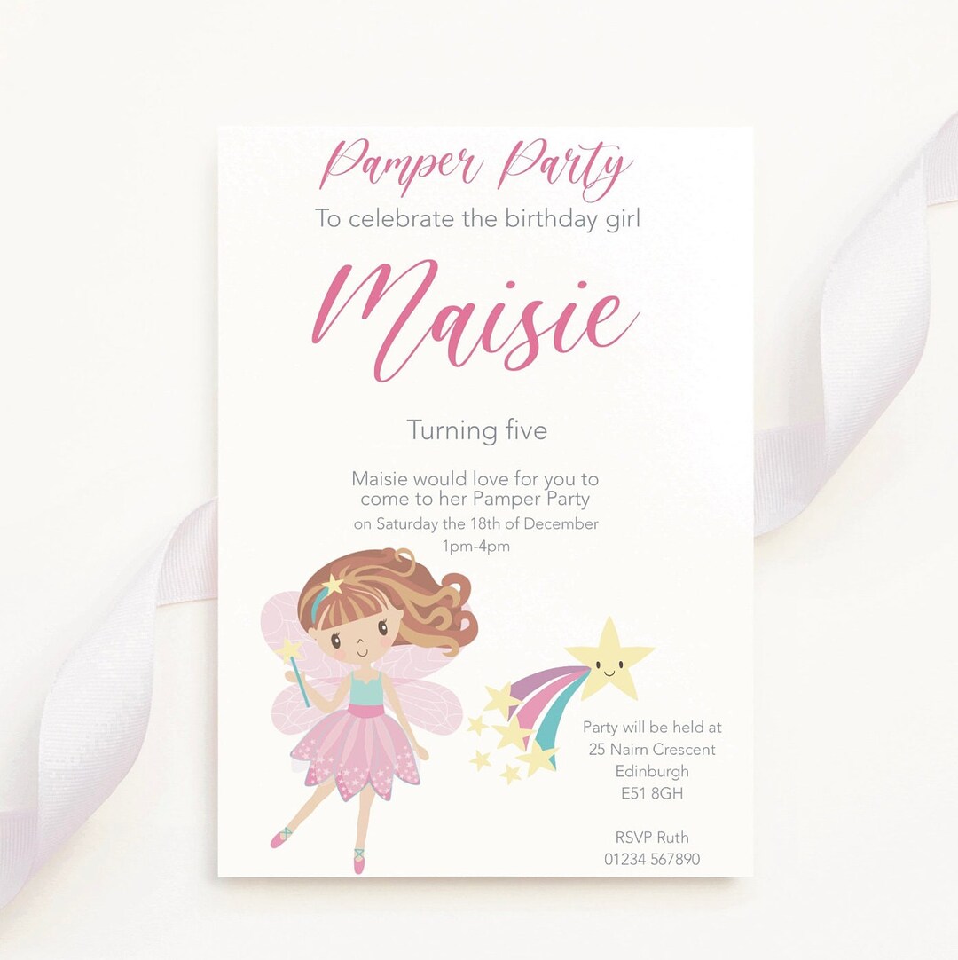 Girls Party Invites. Personalised Party Invites. Fairy Princes Party ...
