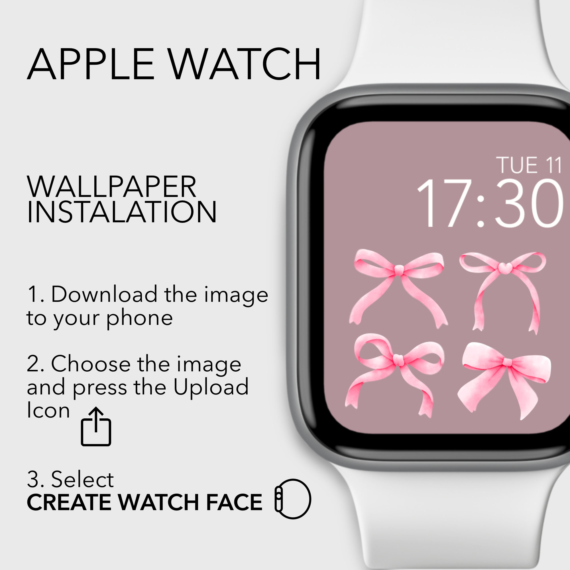 Apple Watch Face Wallpaper, Coquette Pink Bows Design Watch Screensaver ...