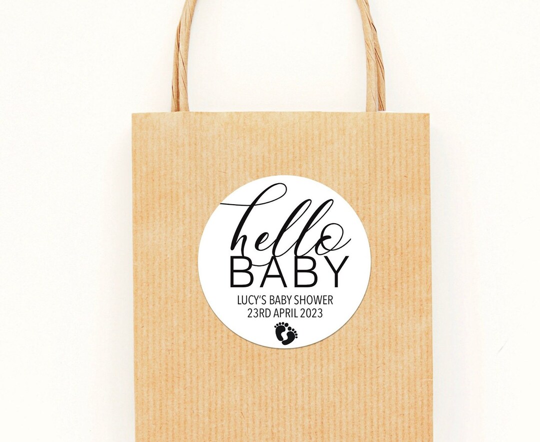 12 X Monochrome Baby Shower Party Bag Stickers, Gift Bag Stickers, Baby ...