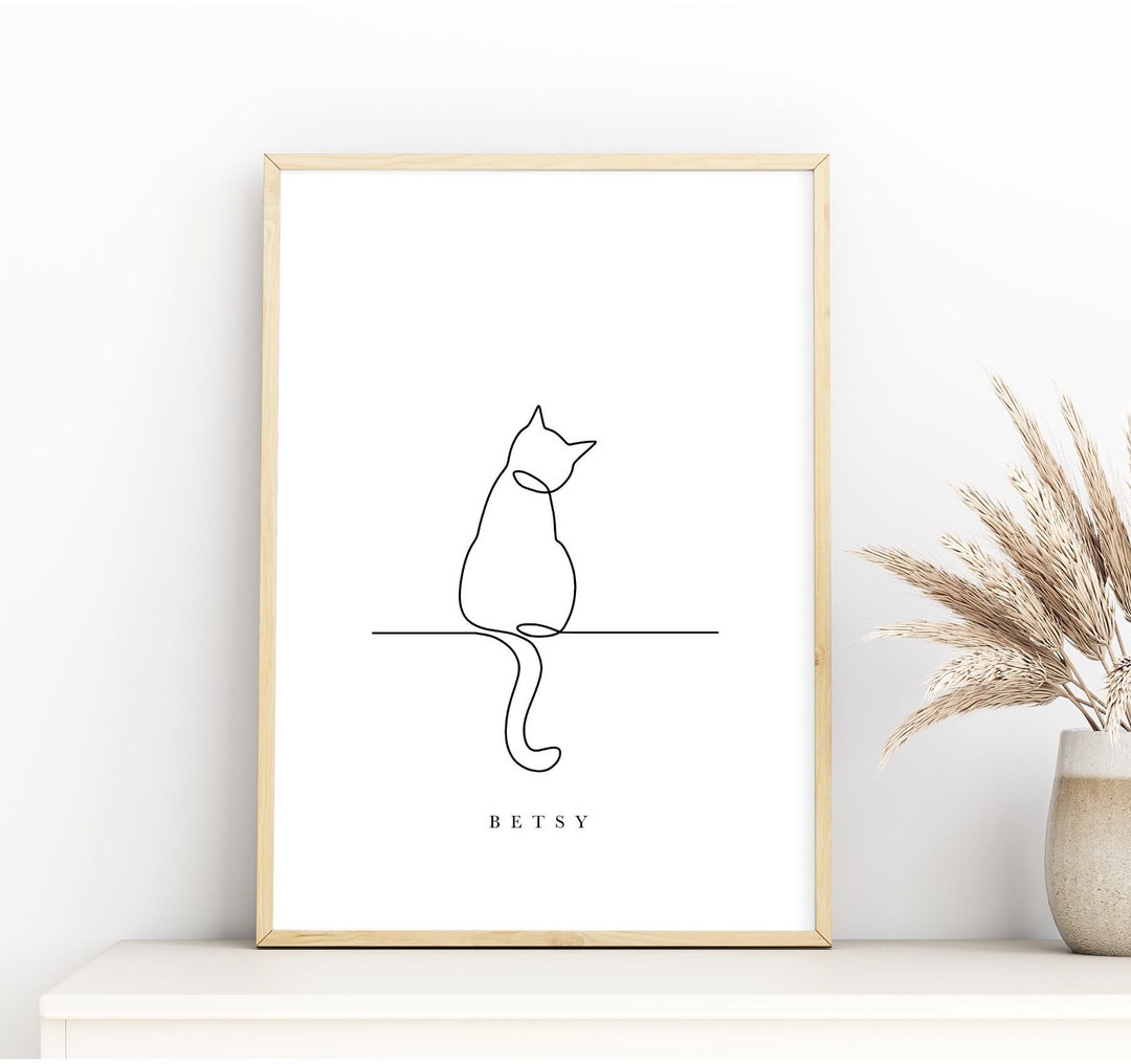 Cat Owner Wall Decor, Cat Line Drawing Print, Cat Wall Art ...