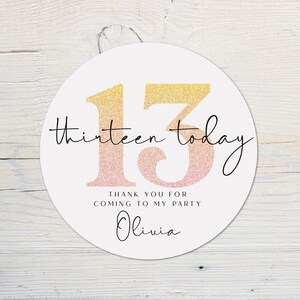 12 X Personalised 13th Birthday Party Stickers, Favour Bags, Favour ...