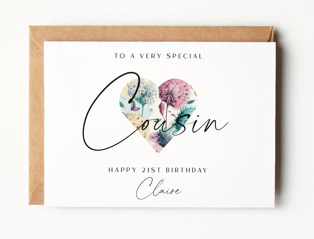 Personalised Cousin Card, Birthday Card, Happy Birthday, Special Cousin ...