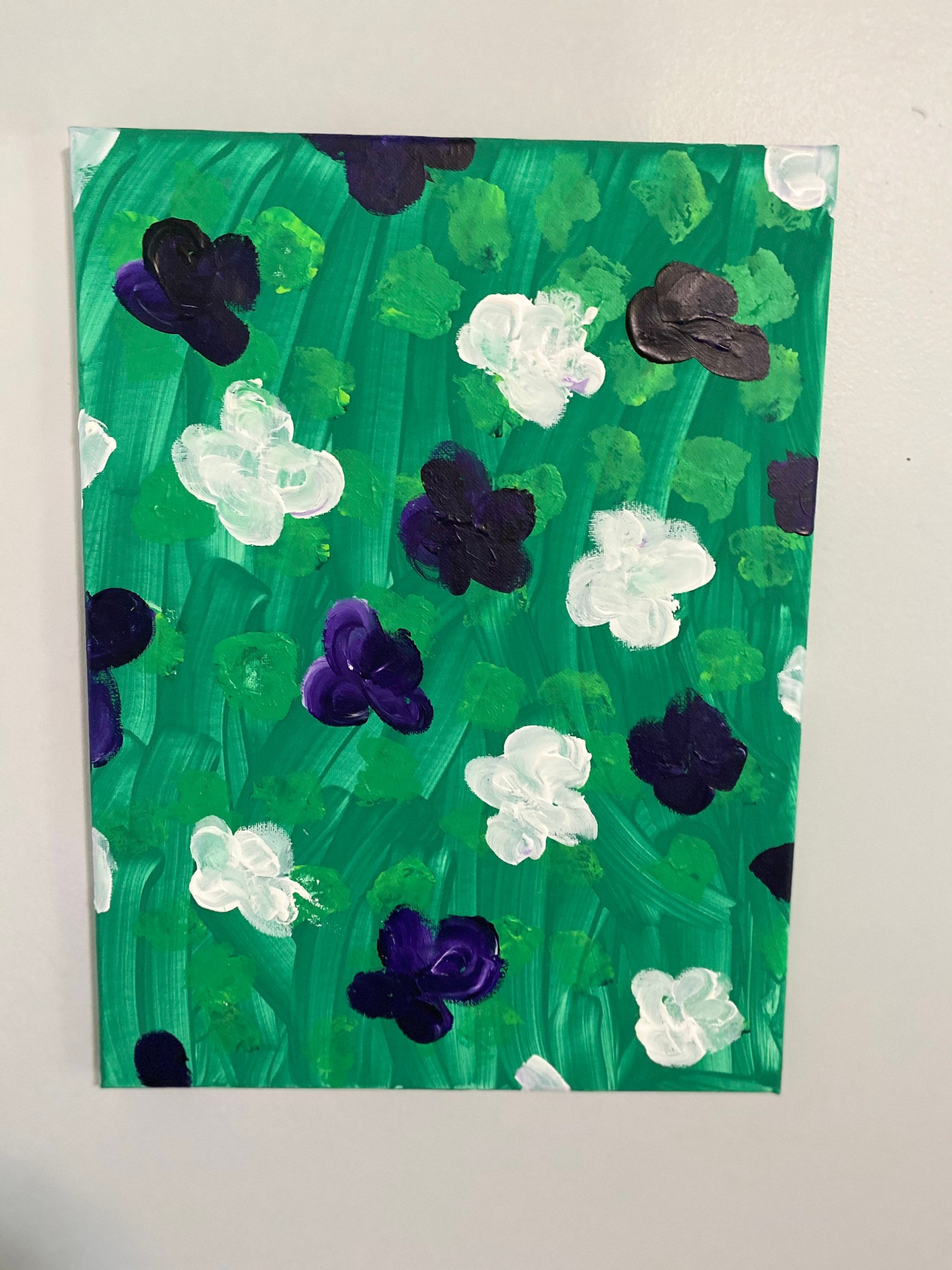 Acrylic Painting Violets in the Garden One of a kind | Etsy