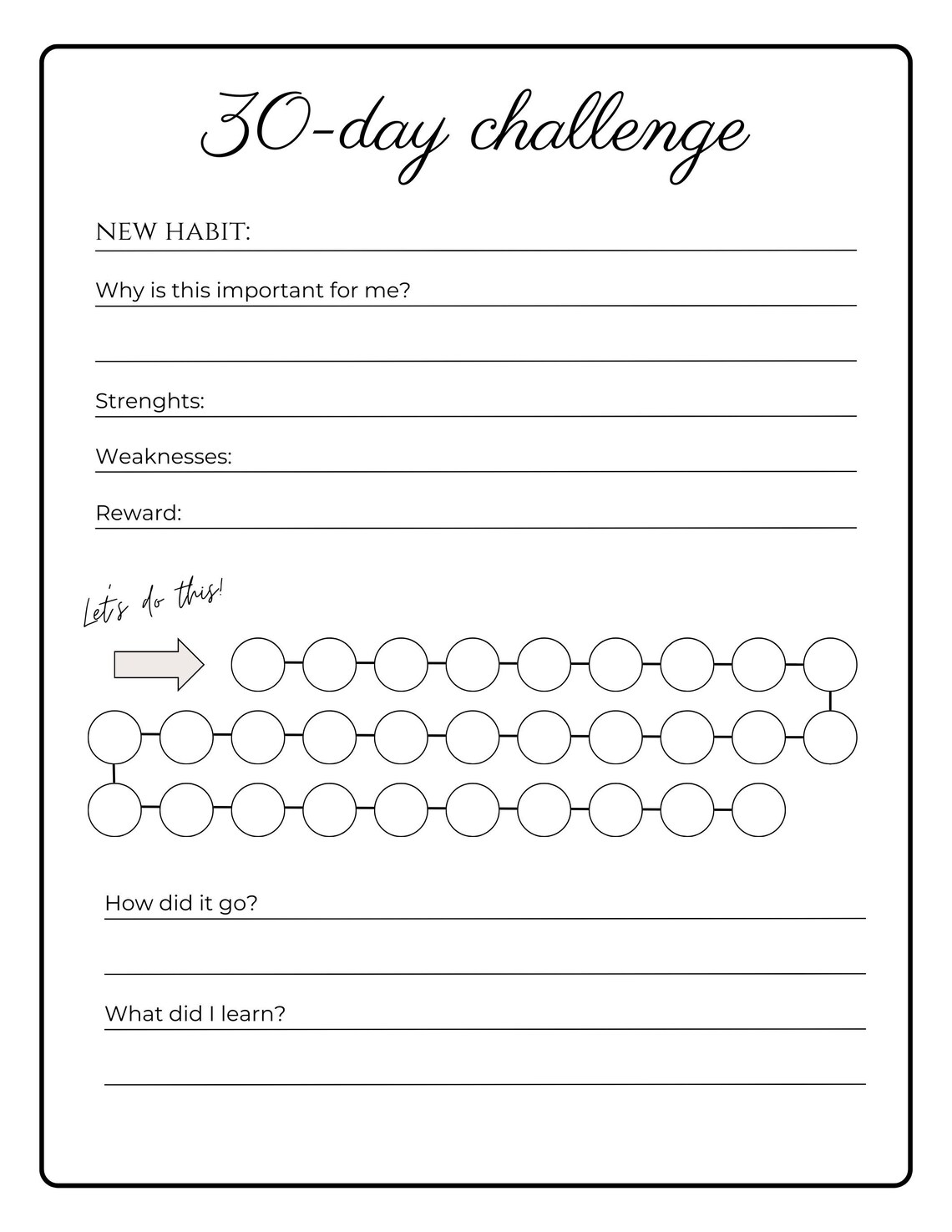 30 Day Habit Challenge - Etsy