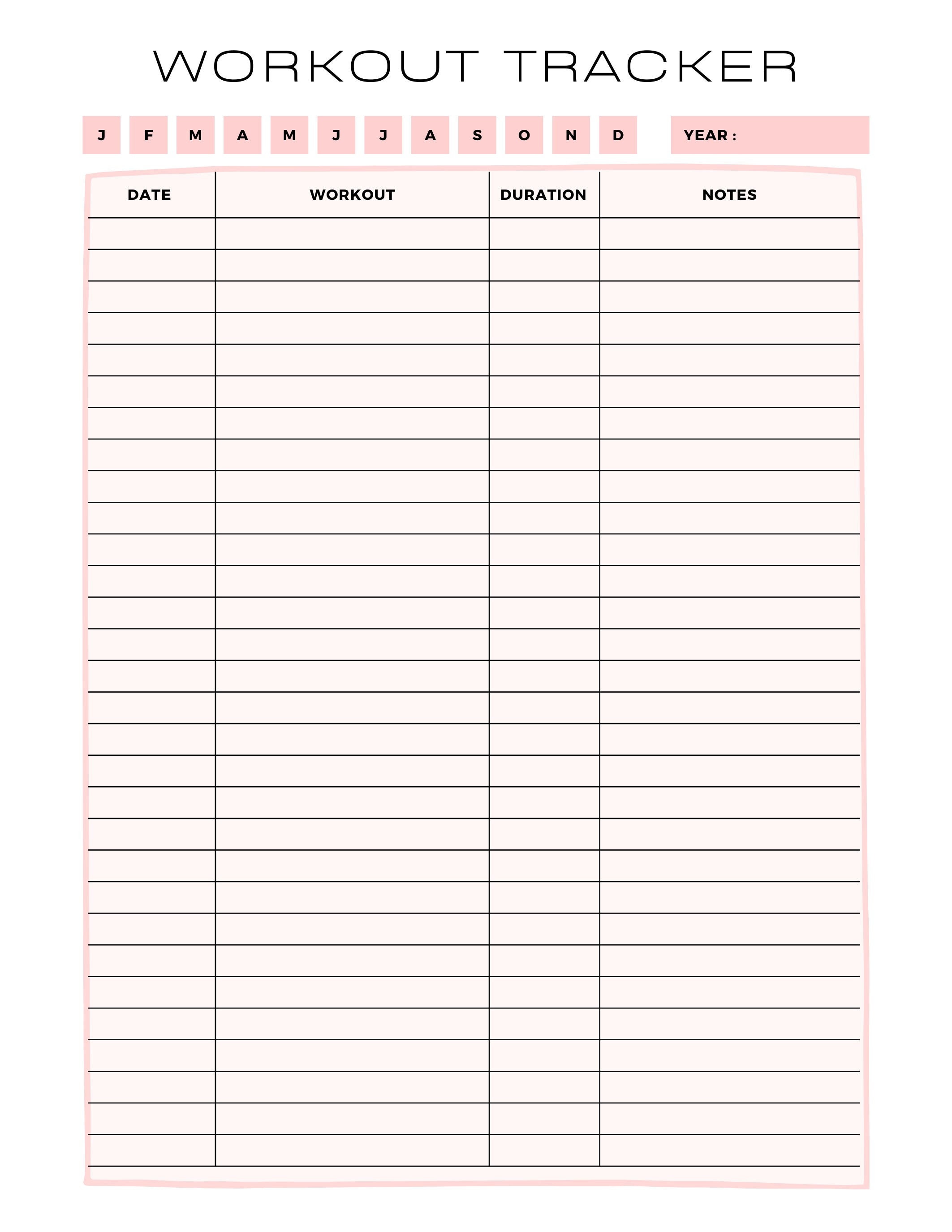 Monthly Workout Tracker - Etsy