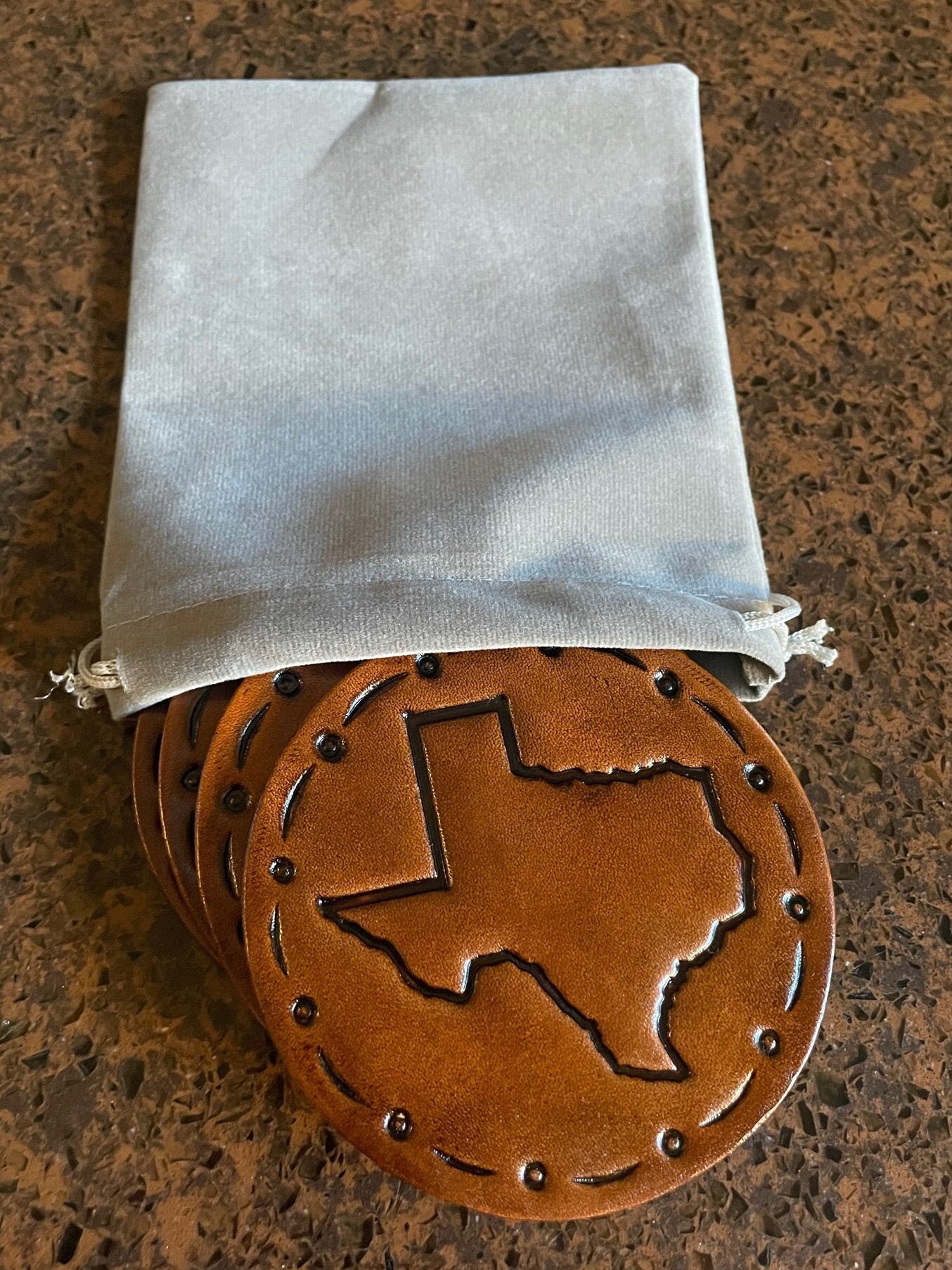 Texas-themed Leather Coaster Set 4 Drink Coasters Great | Etsy
