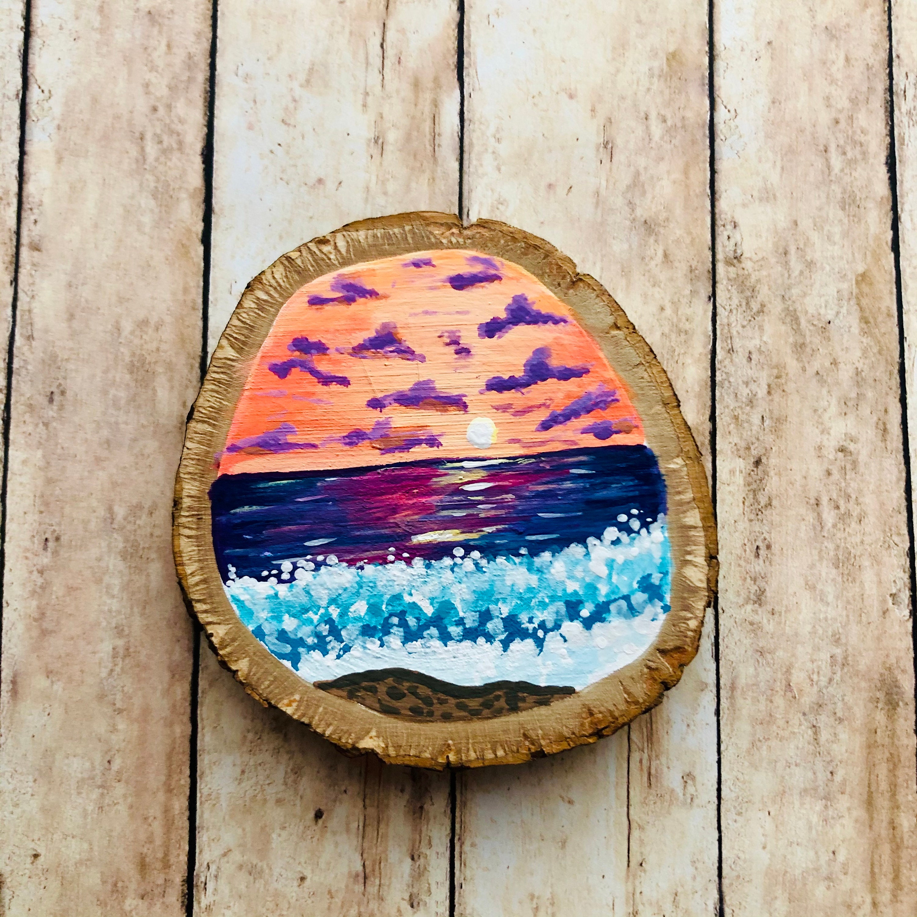 Hand Painted Wood Slice - Etsy