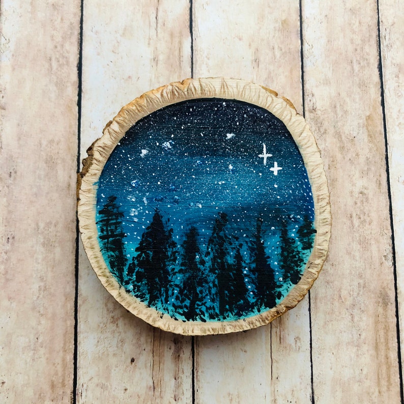 Hand Painted Wood Slice - Etsy