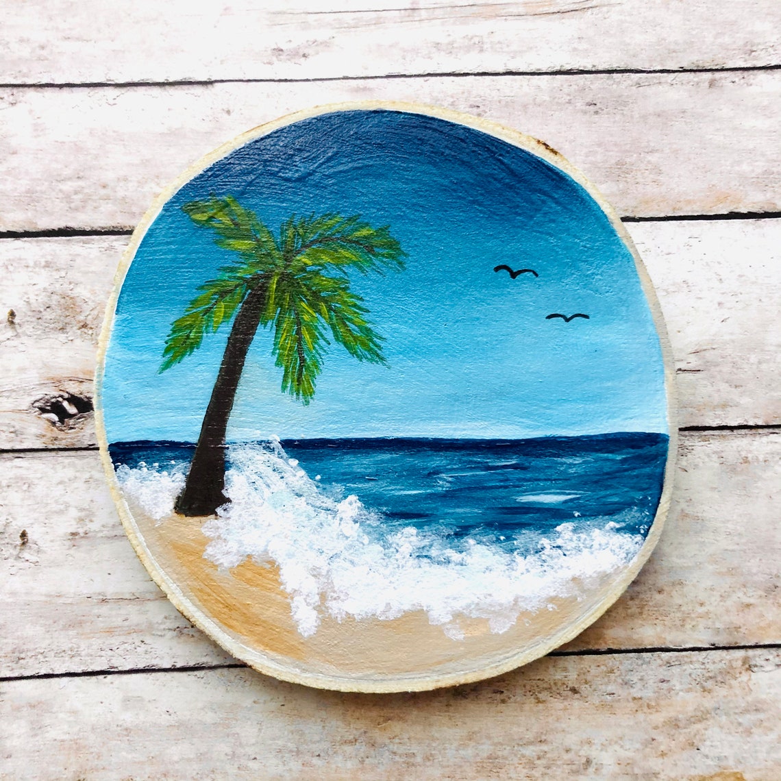 Hand Painted Wood Slice - Etsy