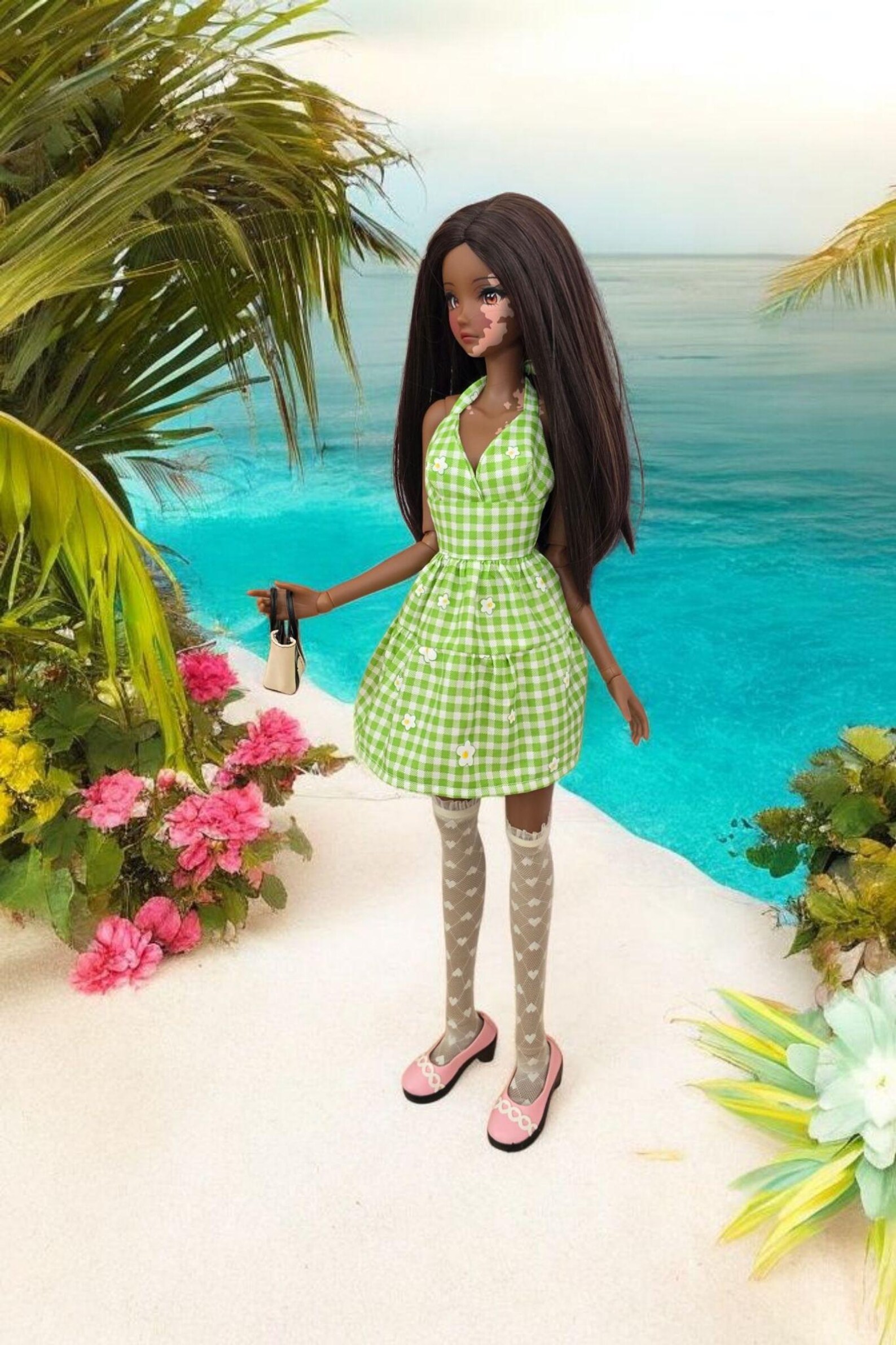 Smart Doll Dress: Green Gingham Summer Outfit, SD13 Feeple60 Fit - Etsy