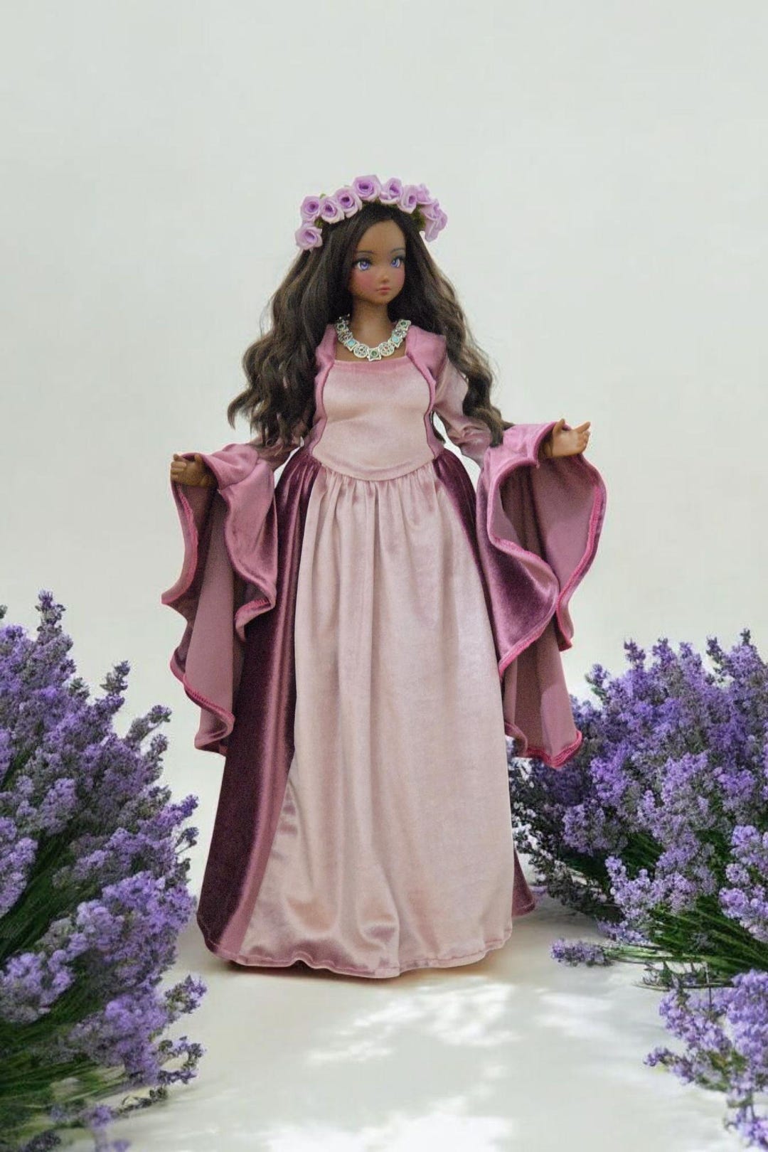 Medieval Fantasy Smart Doll Pear Dress/ Sd Bjd Pink and Olive Medieval ...