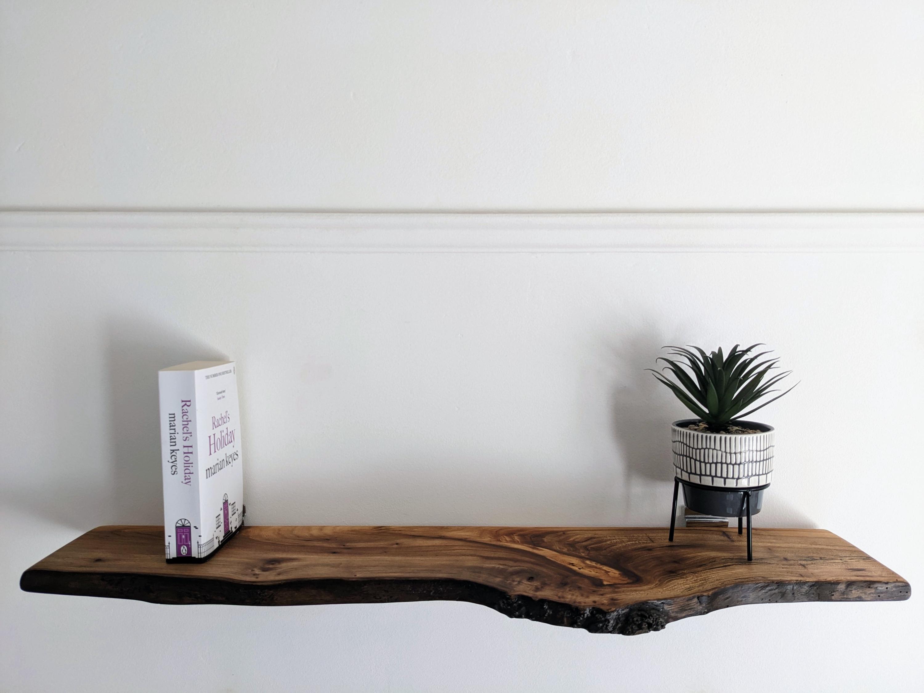 Live Edge Elm Shelves | Floating Rustic Wood Shelf | Natural Edge Solid ...