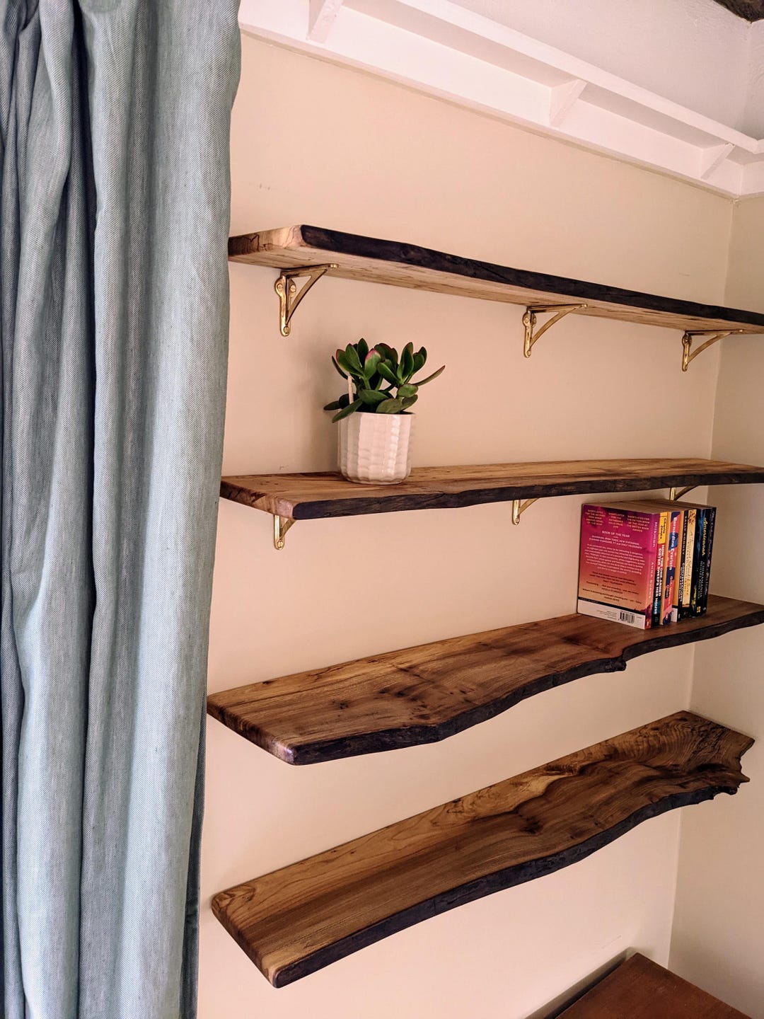 Custom Live Edge Shelves, Solid Wood Shelves, Wooden Shelves, Rustic ...