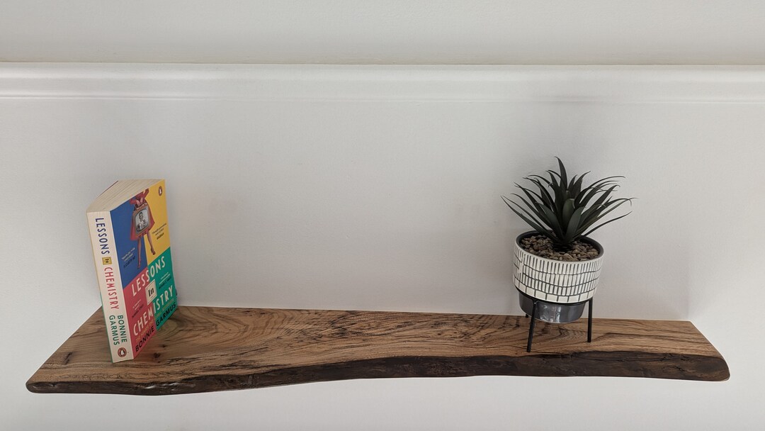 Small Live Edge Shelf, Solid Wood Shelf, Living Room Shelf, Bathroom ...